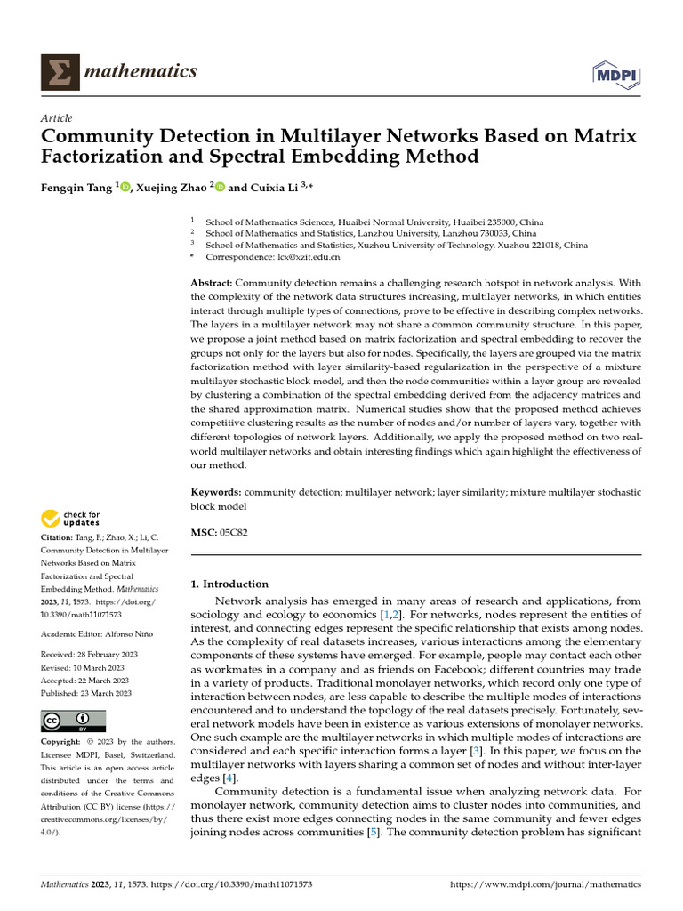 Community Detection in Multilayer Networks | PDF