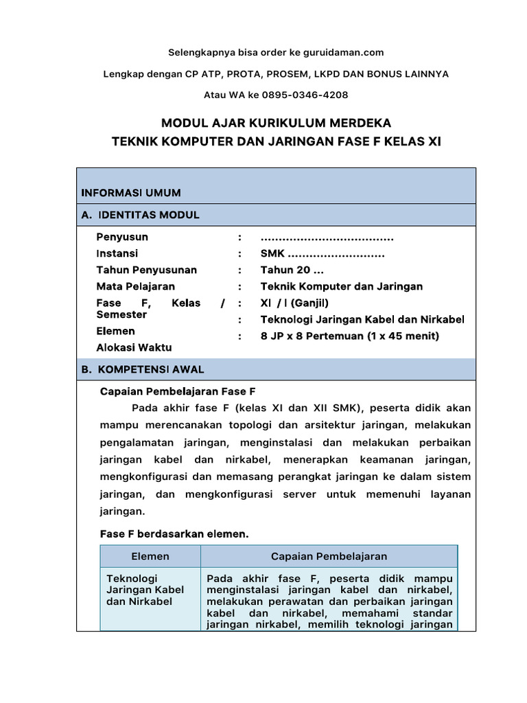 Modul TKJ Xi New | PDF