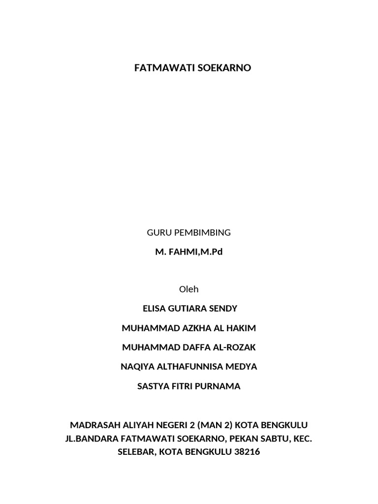 Makalah tentang:RUMAH IBU FATMAWATI SOEKARNO | PDF | Politik