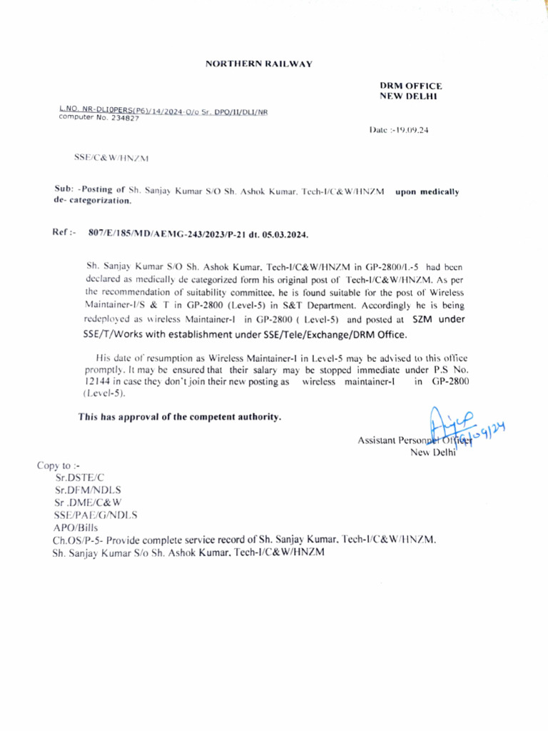 Sanjay Posting Order | PDF