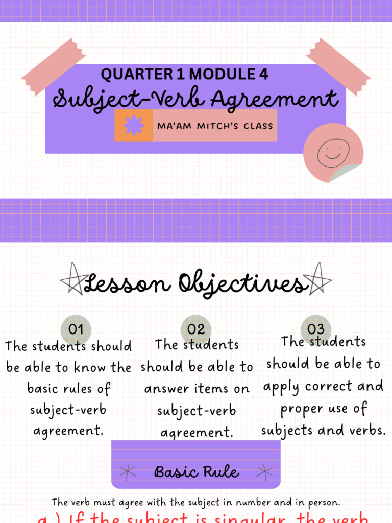 English 9 Quarter 1 Module 4 Subject Verb Agreement (1) | PDF