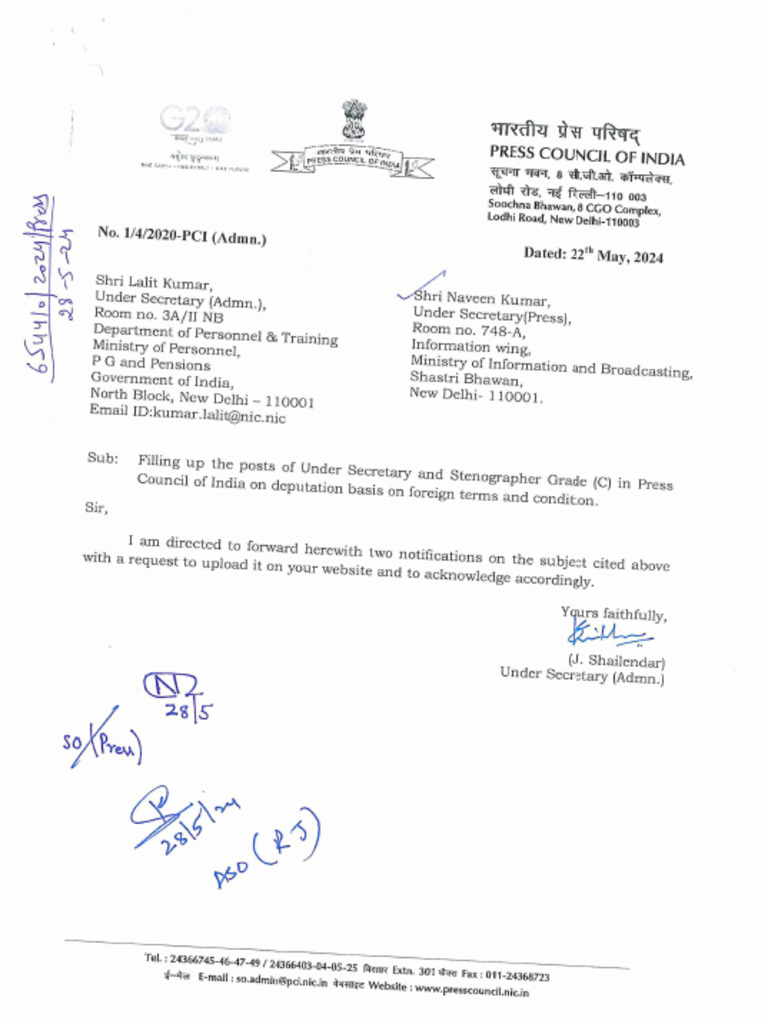 Notification For The Post of Under Secretary | PDF