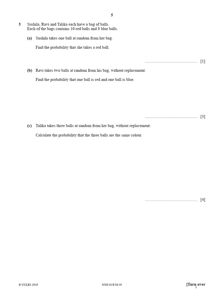 0580 Probability | PDF
