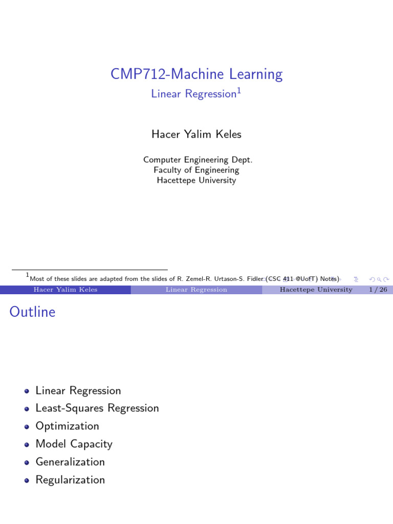 CMP712 Lec2.1-LinearRegression | PDF