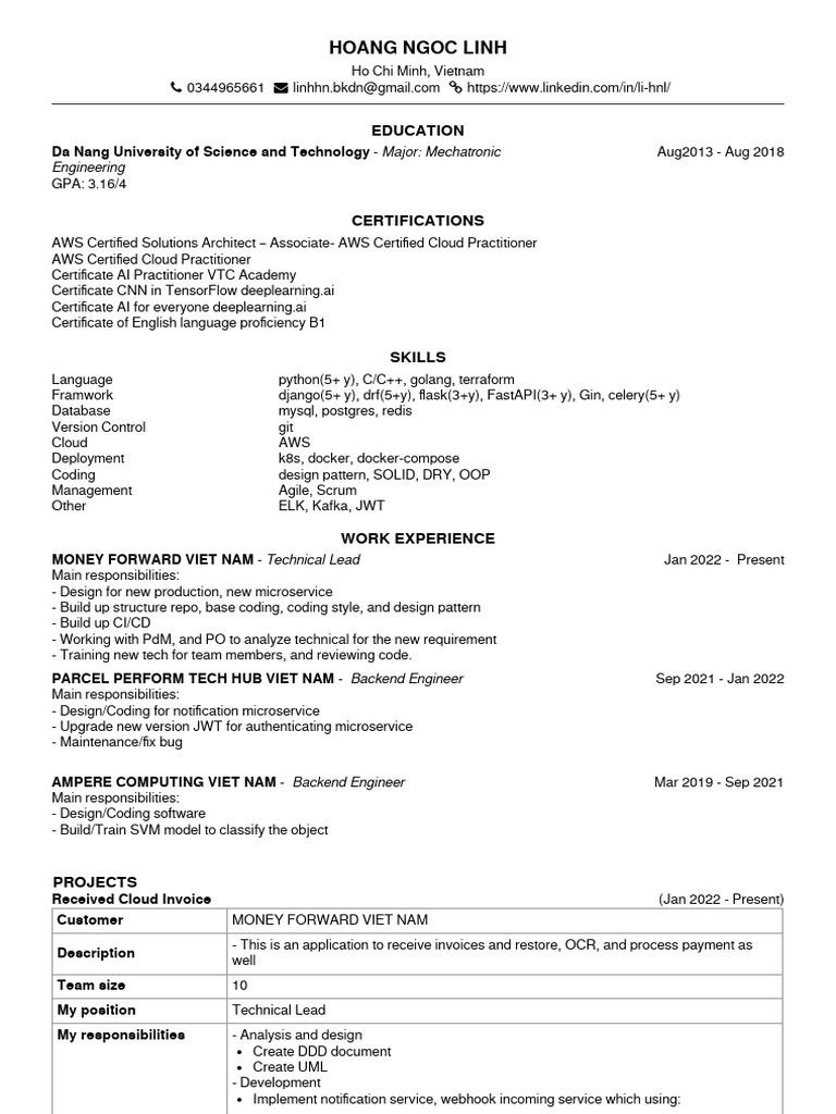 (HCM) (Senior Python Developer) - Hoang - Ngoc - Linh | PDF | Software Architecture | Computer ...