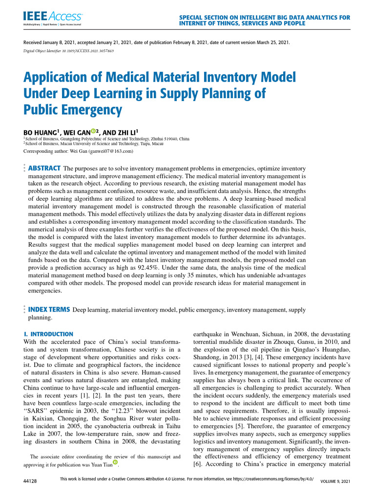 Application of Medical Material Inventory Model Under Deep Learning in ...