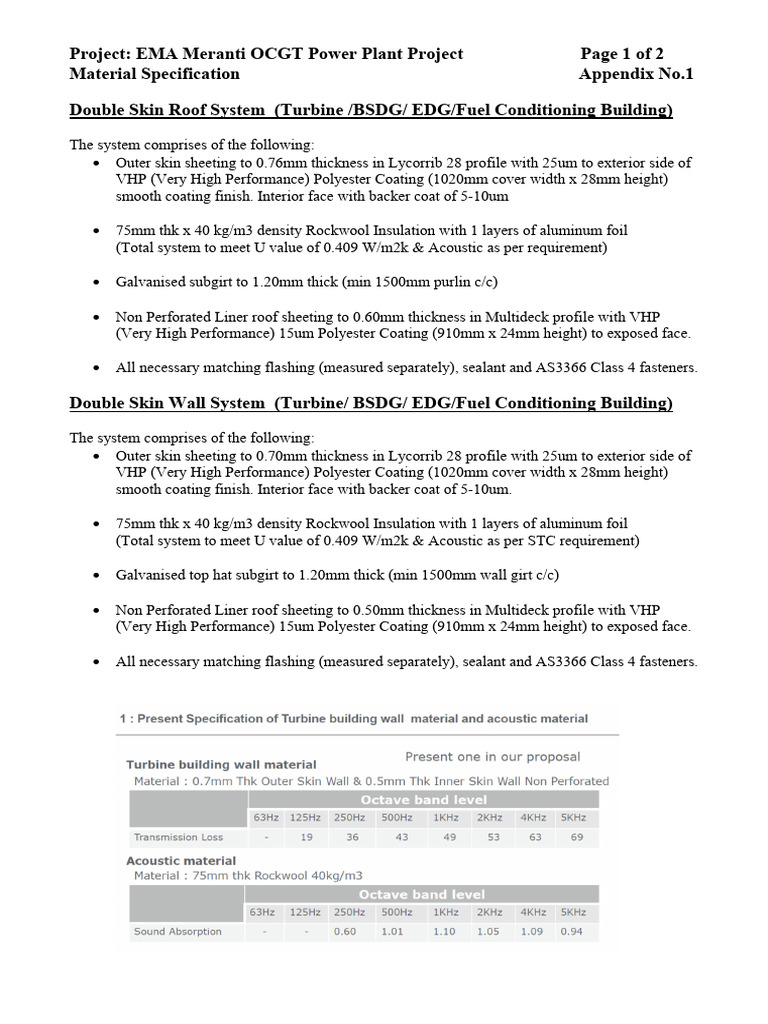 Appendix No. 1 - Material Specification | PDF | Roof | Building Engineering