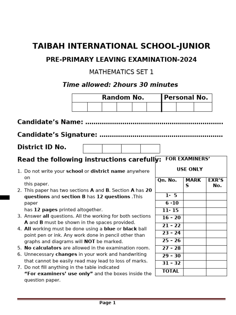 Pre Ple MTC Set 1 2024 | PDF