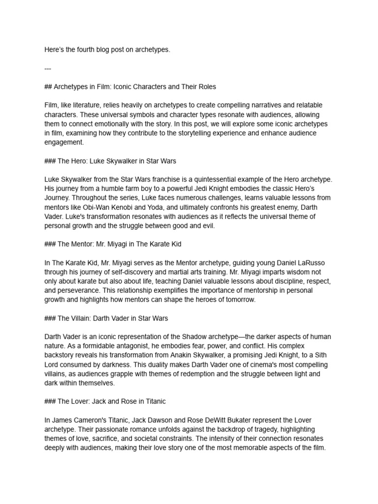 Archetypes in Film - Iconic Characters and Their Roles | PDF