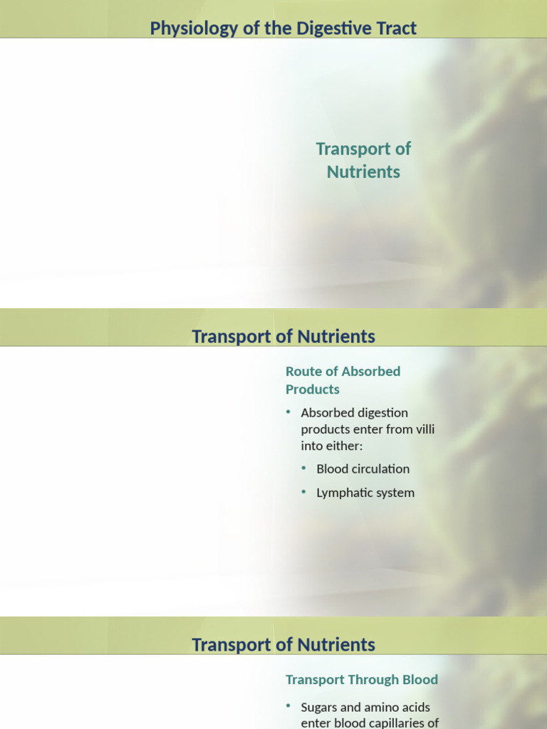 Transport of Nutrients | PDF