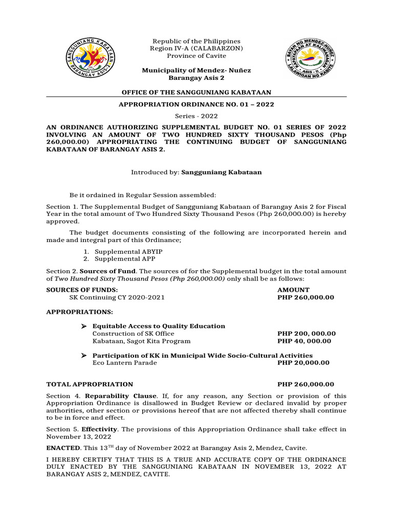 4_Appropriation Ordinance | PDF
