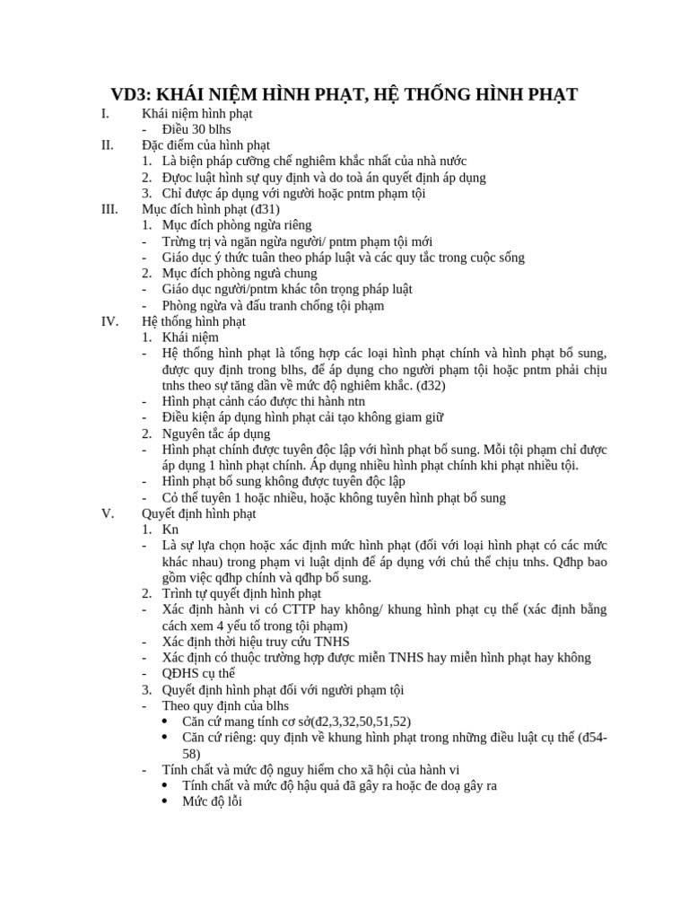 VD5 Khái Niệm Hình Phạt, Hệ Thống Hình Phạt | PDF