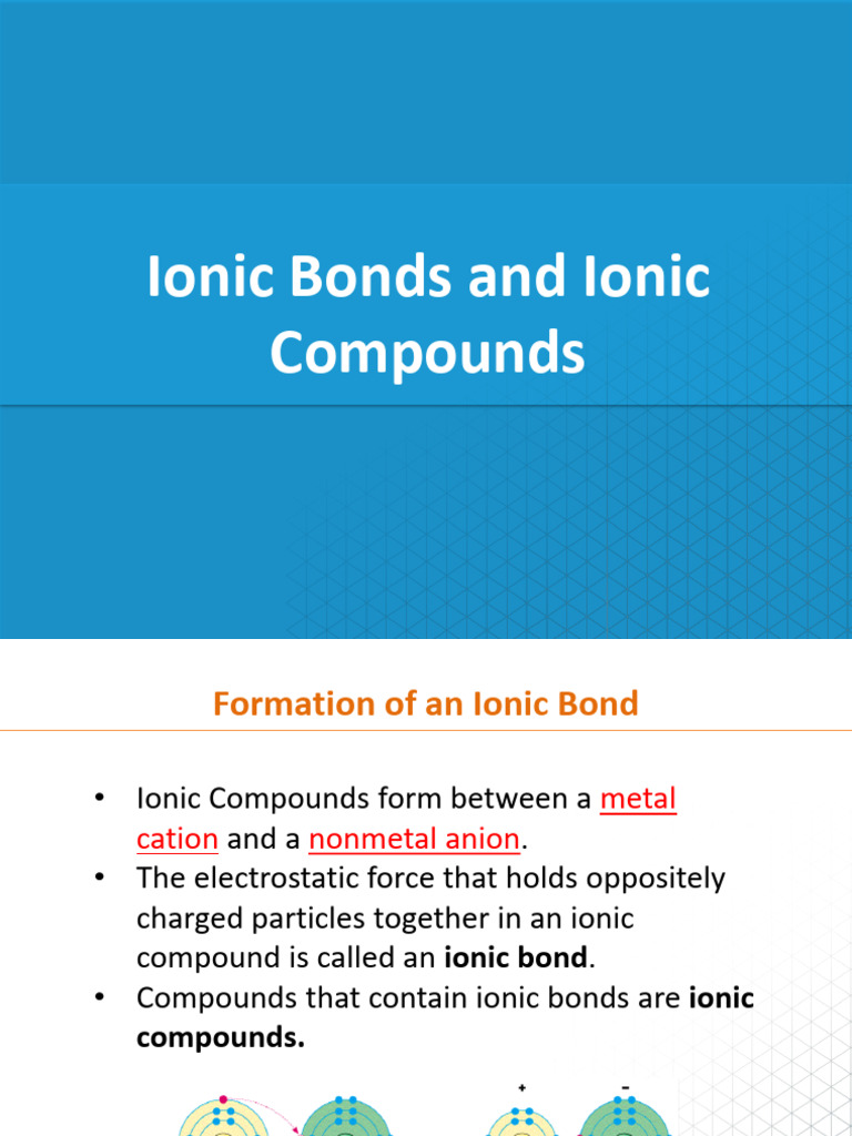 Ionic Bonds and Ionic Compounds | PDF