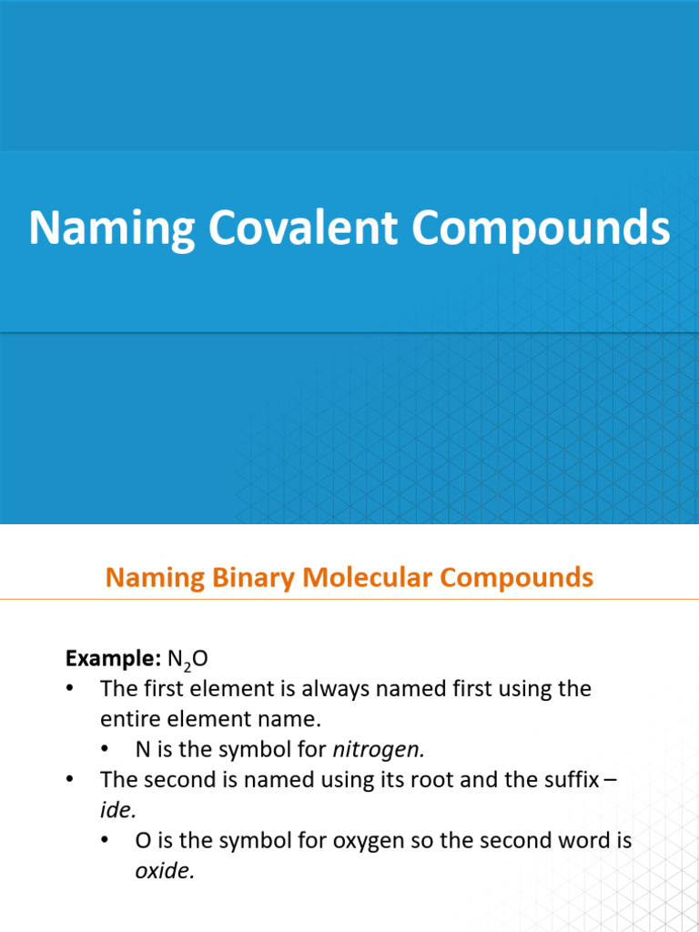 Naming Covalent Compounds | PDF