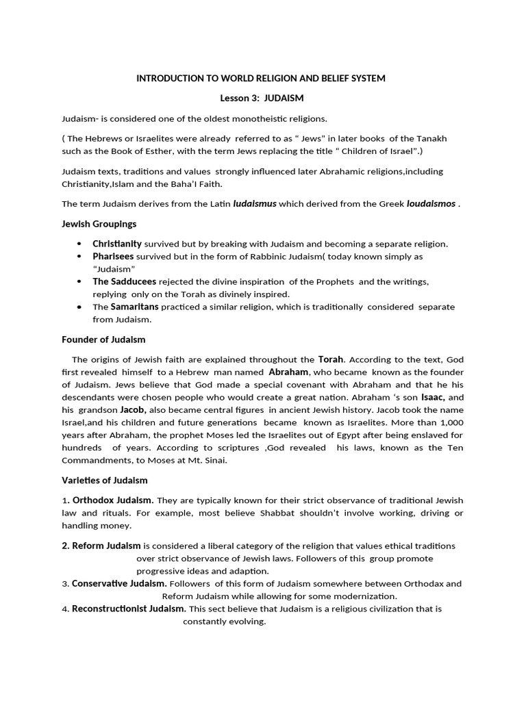 Judaism Lesson | PDF