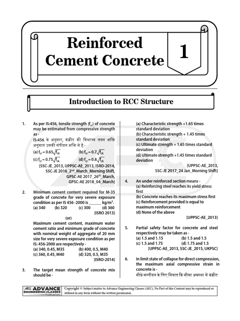 Reinforced Cement Concrete: Introduction To RCC Structure | PDF