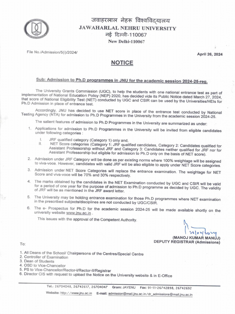 Notice-AdmissionToPhDProg2024-25(1) | PDF