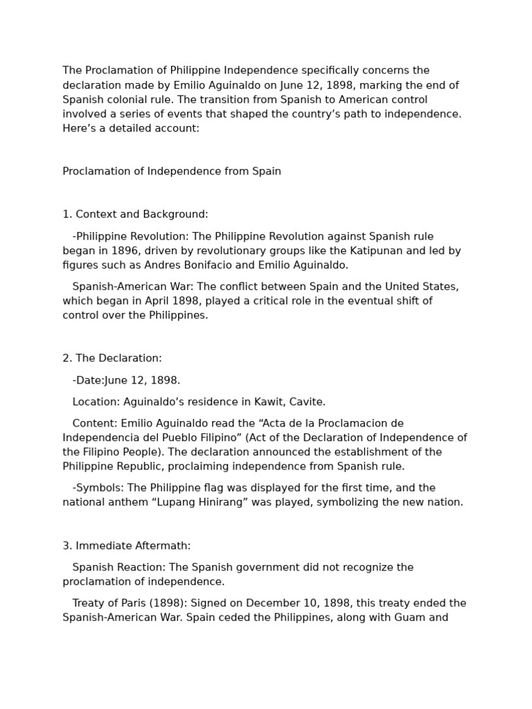 Proclamation Philippine Independence | PDF | Philippines ...