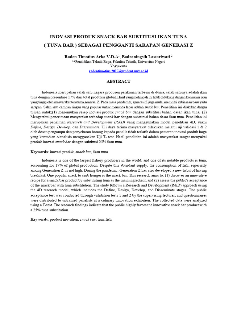 Artikel Tuna Bar - 17511241050 - Raden Timotius Arka | PDF