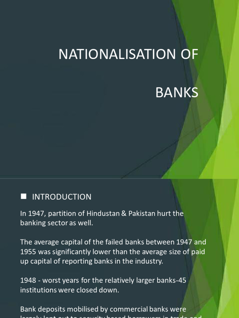 Nationalisation of Banks Presentation | PDF