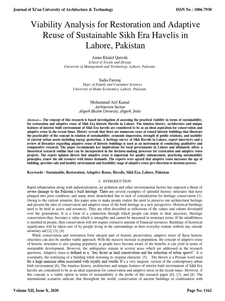 Viability Analysis For Restoration and A | PDF