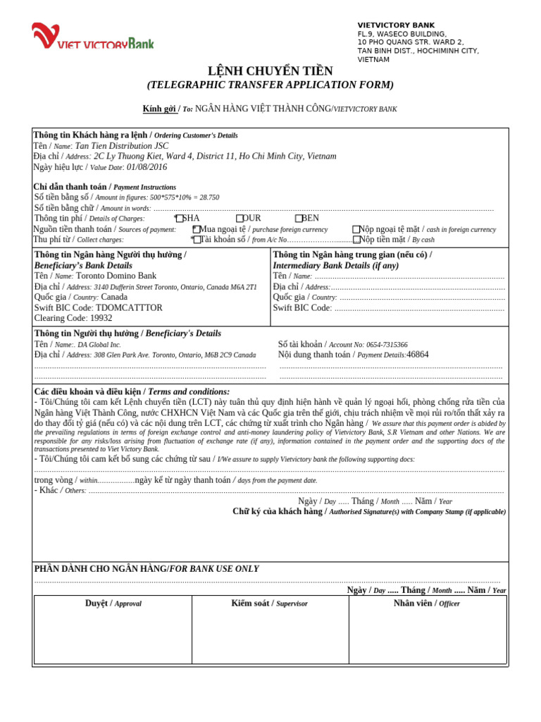 Tt1.lenh Chuyen Tien | PDF