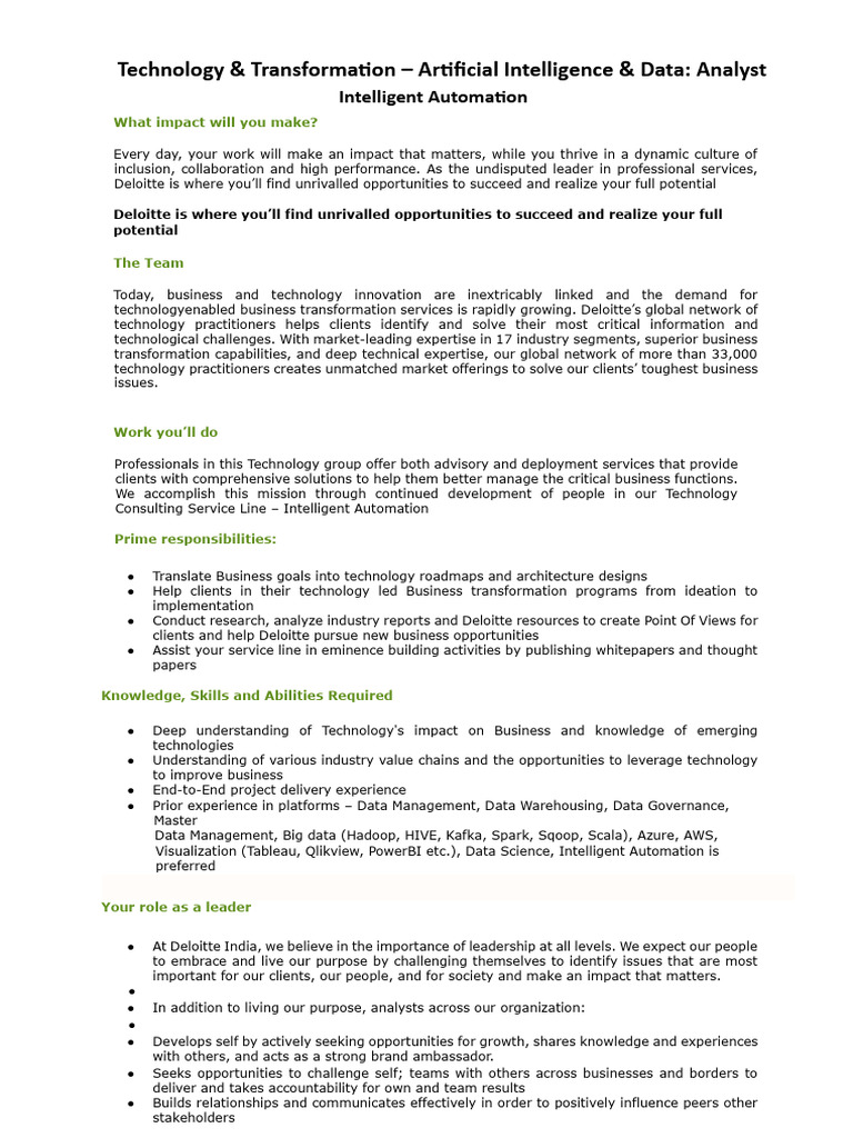 DI - EAD - AI Data - Intelligent Automation - Analyst 1 | PDF