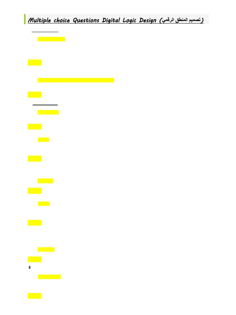 Multiple Choice Questions Digital Logic Design | PDF | Logic Gate ...