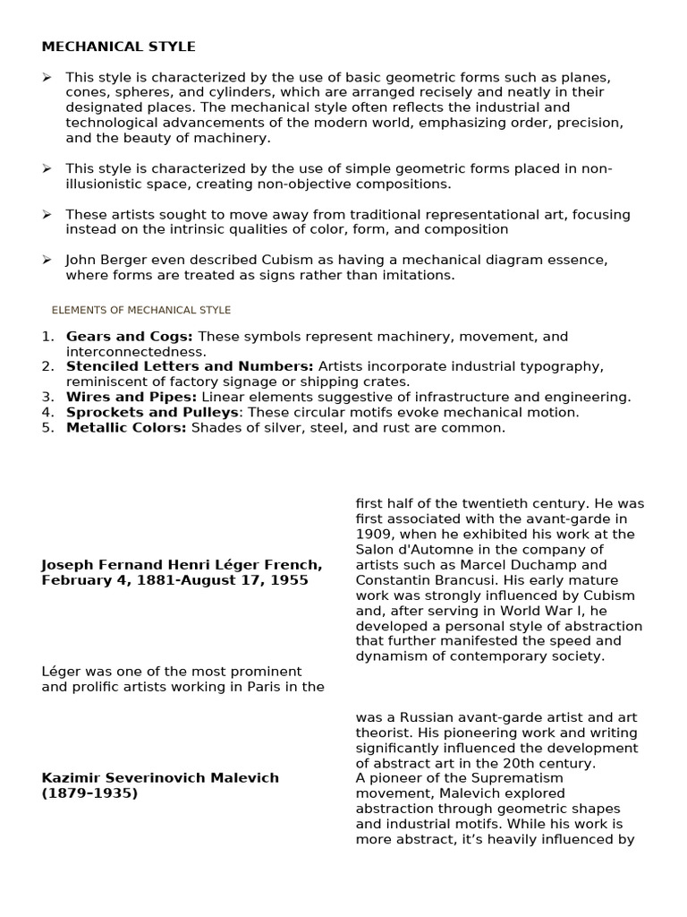 REVIEWER, MECHANICAL STYLE TO POP ART | PDF