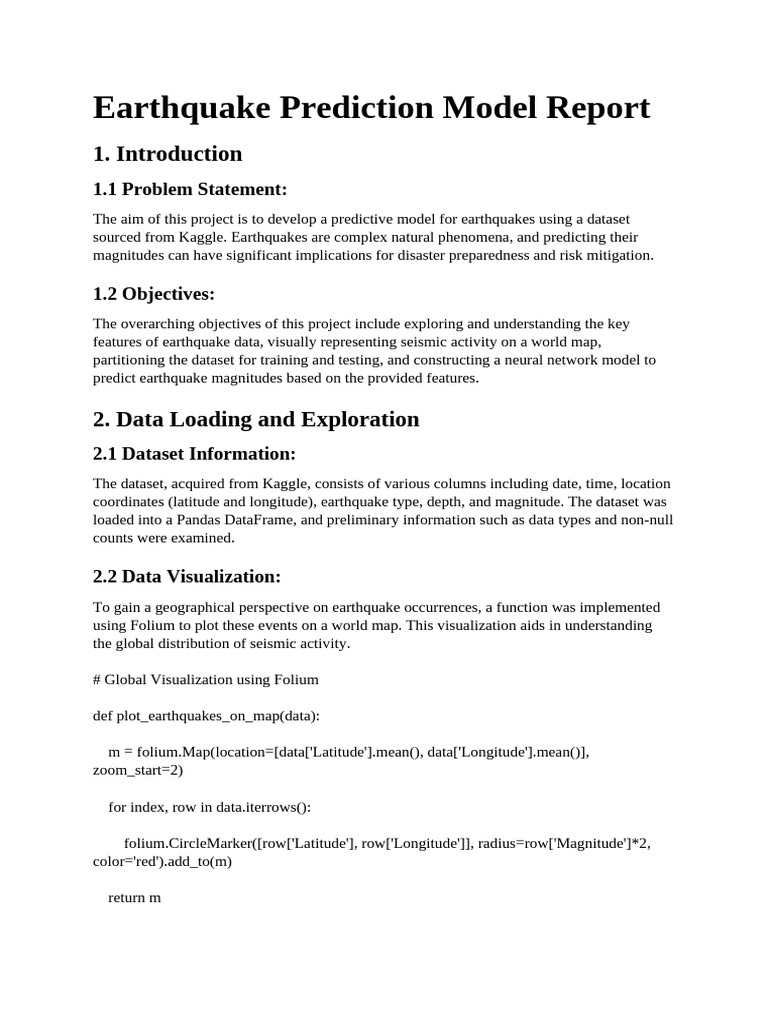AI Earthquake Prediction Model | PDF
