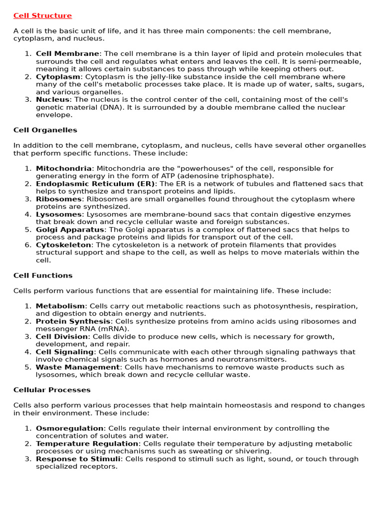 Cell Structure | PDF