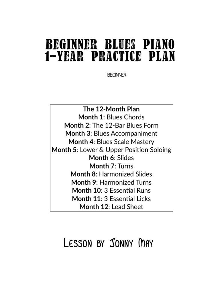 Beginner Blues Piano 1 Year Practice Plan | PDF | Popular Music ...