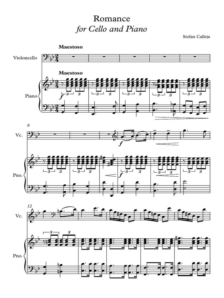 Romance for Cello and Piano - Full Score | PDF