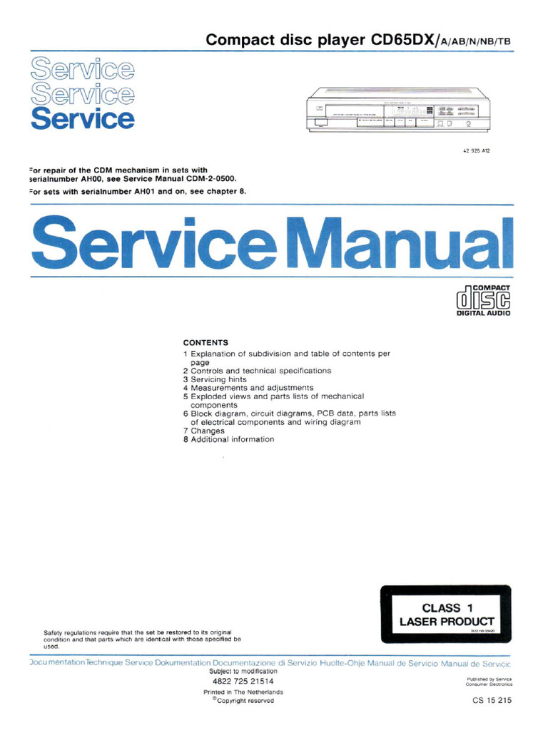 Hfe Marantz CD-65dx Service en | PDF