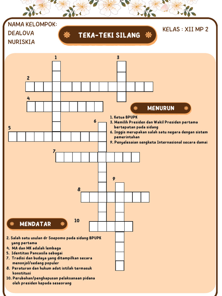 TEKA-TEKI SILANG PPKN | PDF