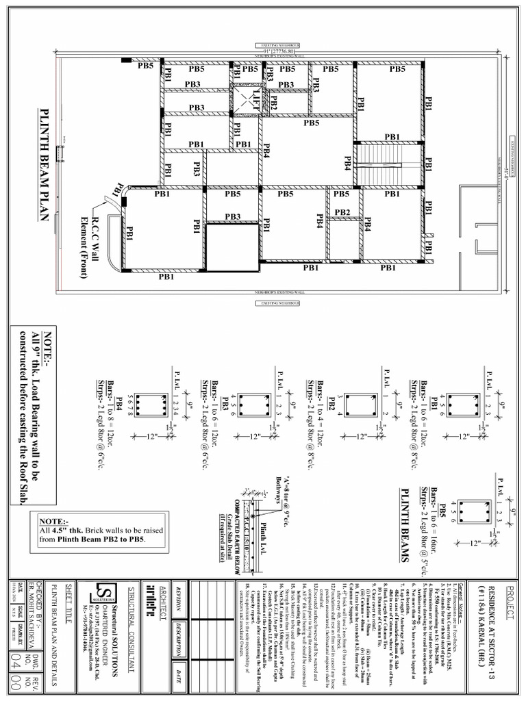 Rev PLINTH BEAM PLAN AND DETAILS | PDF
