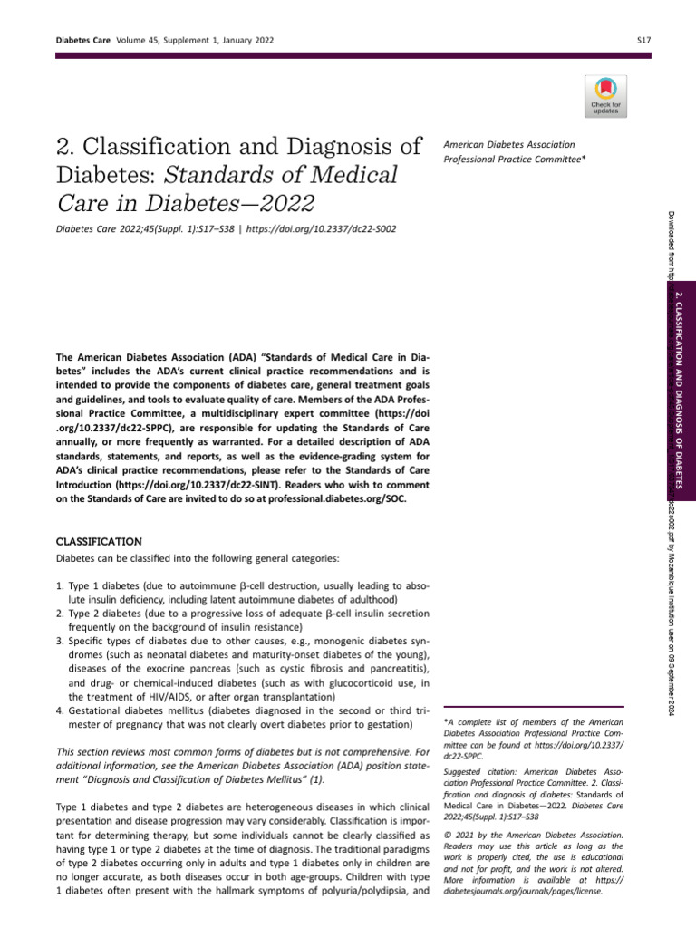 Classification and Diagnosis of Diabetes | PDF