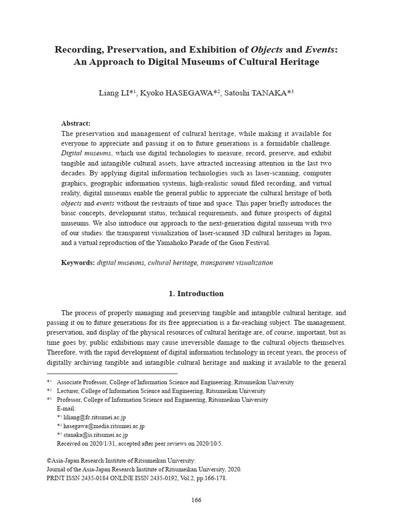 Recording, Preservation, and Exhibition of And: An Approach To Digital ...