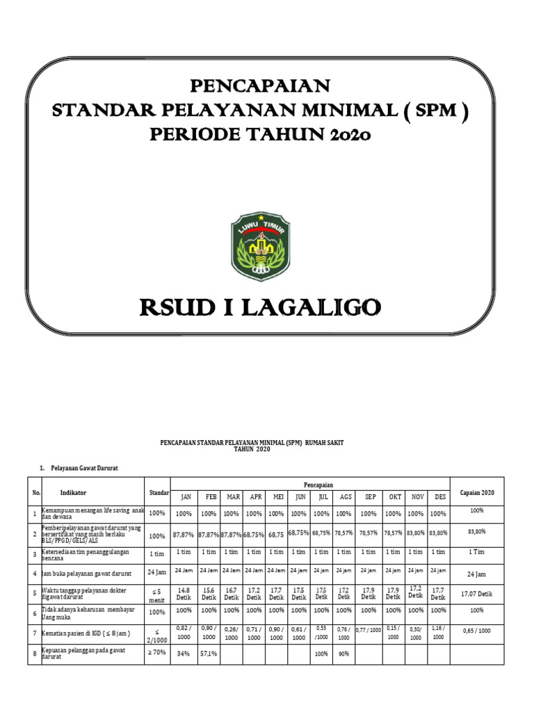 SPM Rsud I Lagaligo Tahun 2020 | PDF