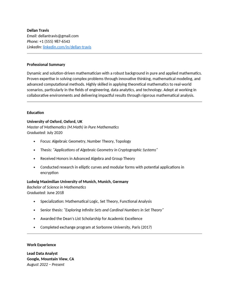 Dellan Travis CV | PDF