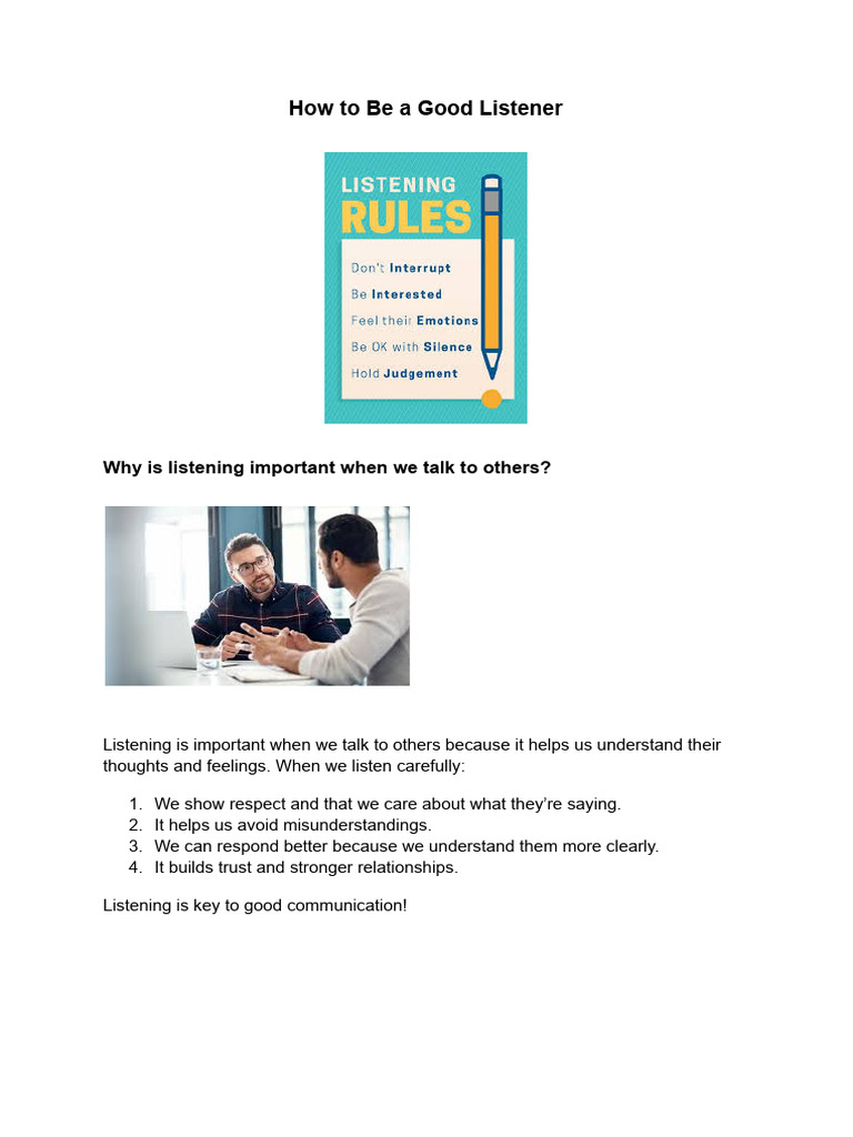 LESSON 6 How To Be A Good Listener | PDF