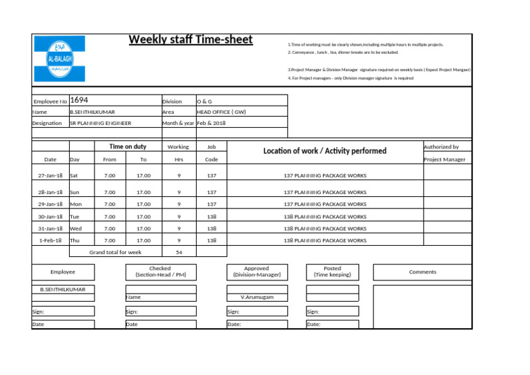 Time Sheet | PDF