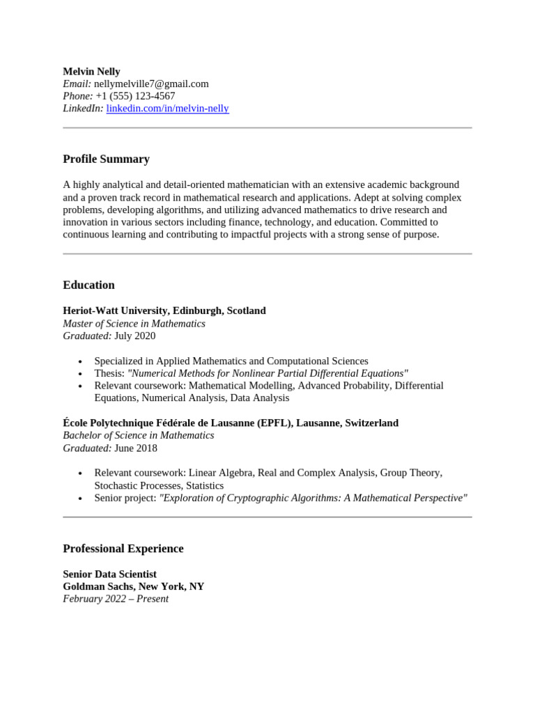 Melvin Nelly CV | PDF