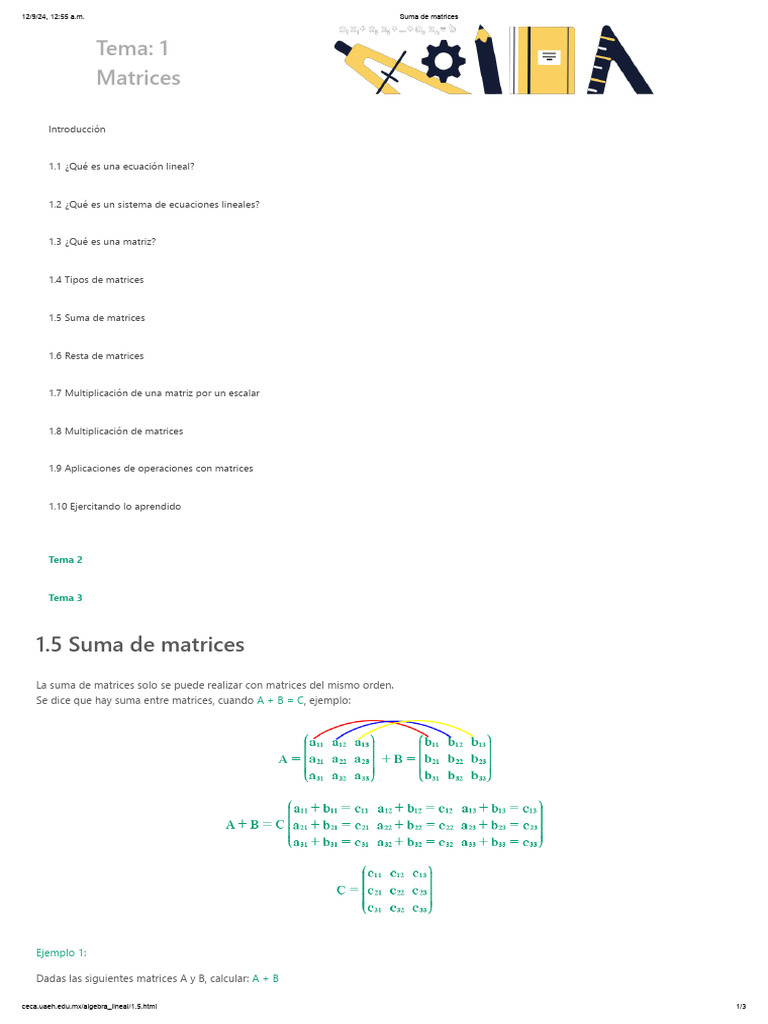 Ejemplos Suma de Matrices | PDF