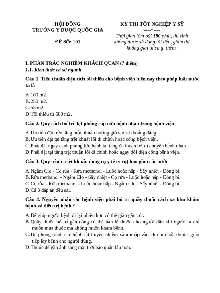 đề thi y sĩ | PDF