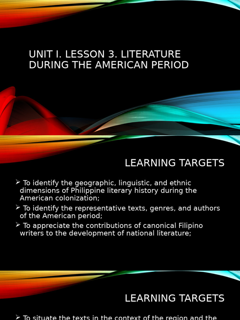 Unit I.lesson 3. Literature During The American Period | PDF | Genre