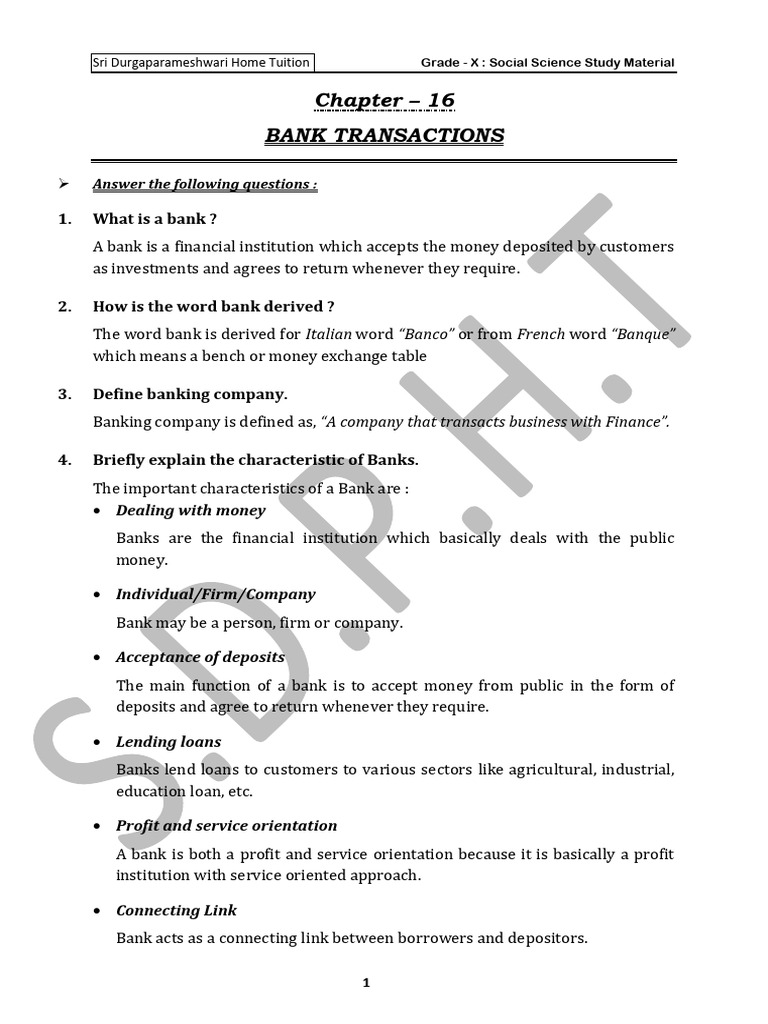 BANK TRANSACTIONS | PDF