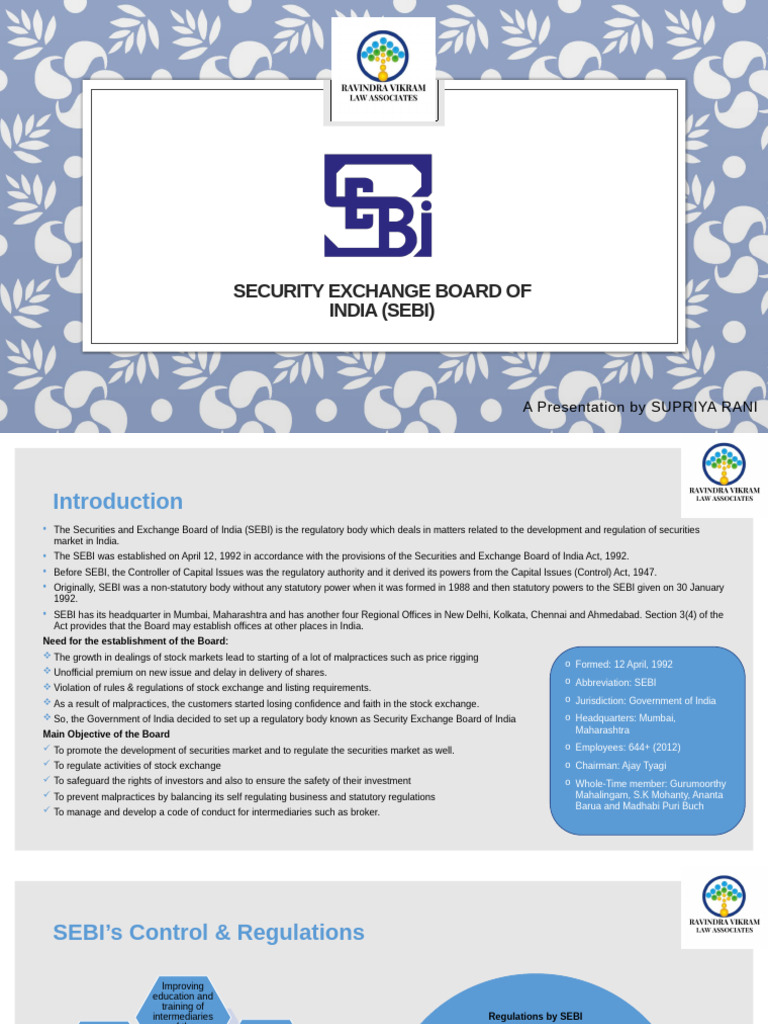 Security Exchange Board of India (Sebi) | PDF