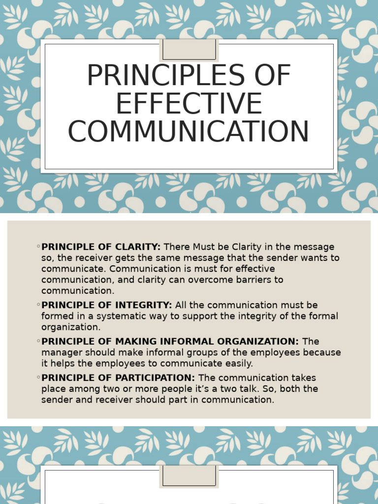 Principles of Effective Communication | PDF