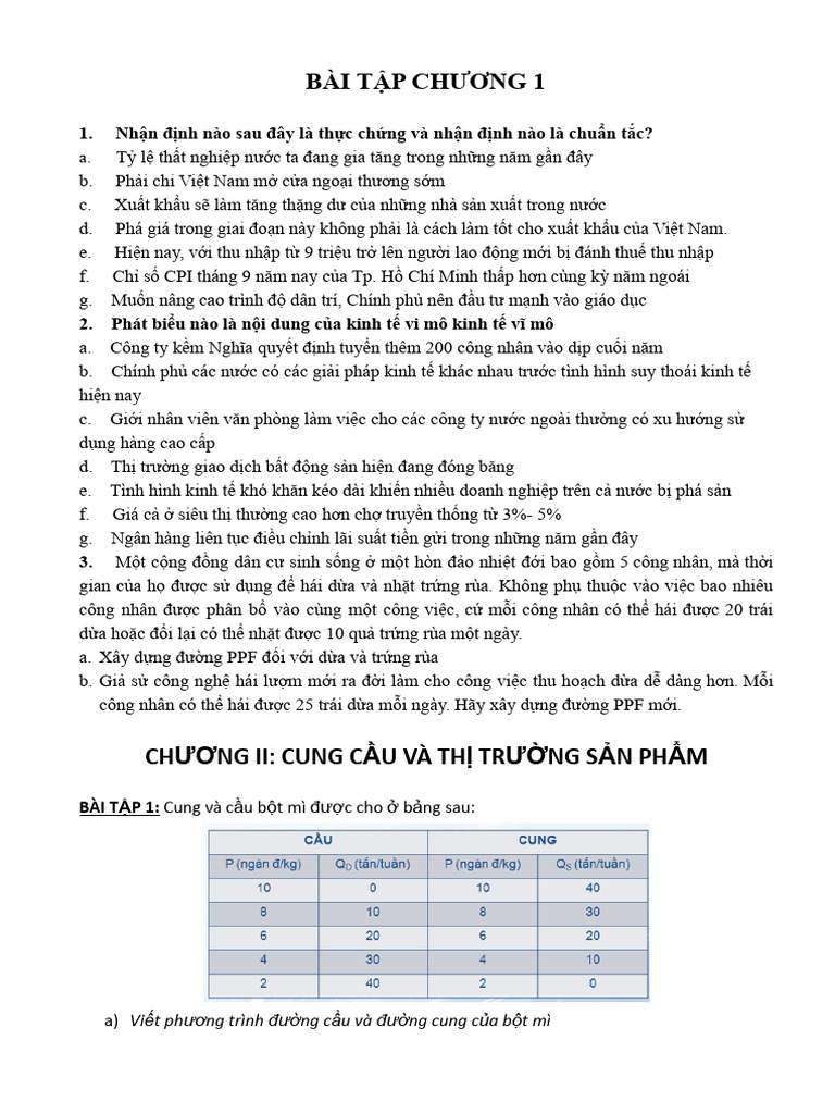 BAI TAP MICRO_CHUONG 1 2 | PDF